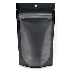 100 Pack 5"x8" Mylar Clear/Black Nylon Resealable Stand Up Bags Heat Seal Zipper Lock Reusable Storage Pouches for Zip Food Storage Lock Packaging with Tear Notches