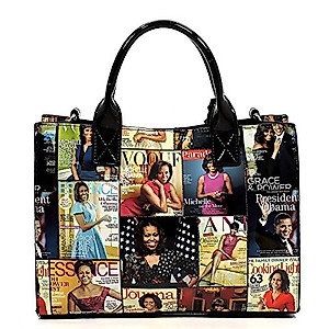 Glossy Magazine Cover Collage 3-in-1 Shoulder Bag Hobo Michelle Obama Handbag (3-Mulit)