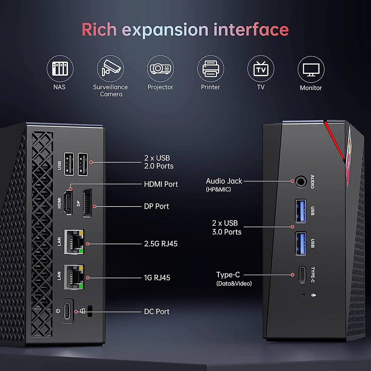 ACEMAGICIAN Dual LAN Mini PC,AMD Ryzen 7 5700U (8C/16T,up to 4.3Ghz) 16GB DDR4 512GB SSD, Mini Computers 4K@60Hz Triple Display Desktop Portable WiFi 6/Bluetooth 5.2