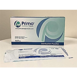Primo Dental Products SP500 Self Seal Sterilization Pouches -Autoclave Sterilizer Bags for Dental Tools -Sterilization Bags for Nail Technicians & Tattoo Artists -Size: 5.25 by 10 Inches -Pack of 200