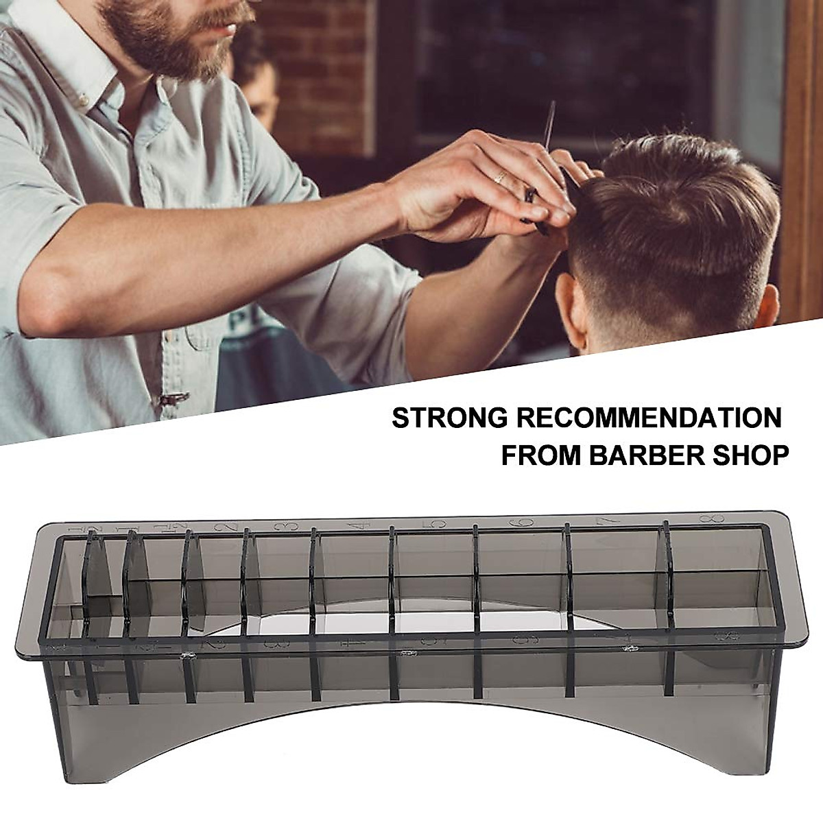 Rectangular Plastic Guide Comb Storage Box, 10 Grid Clipper Guard Holder Clippers Box Case Master with Rectangle Combs Guides Universal Base Tools Container Barbershop