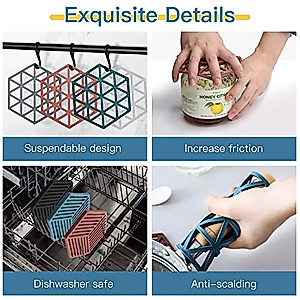 Silicone Trivet Mats and Hot Pads 8 Pcs 5.63 4.92 in Hexagon Heat Multifunction Kitchen Tool for Bowl Mats, Dish Mats Placemats