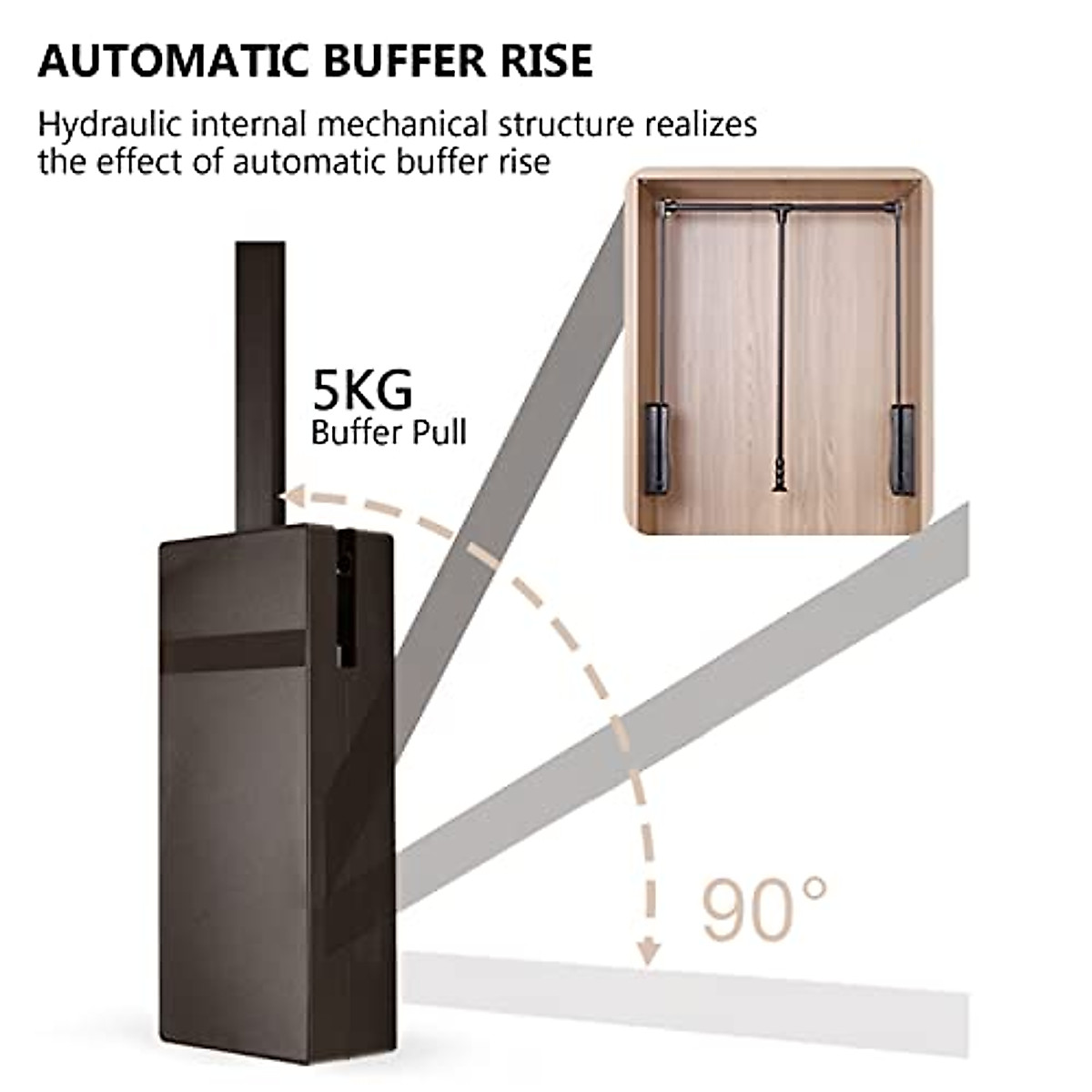 mellifuous Pull Down Closet Rod Adjustable Extender Closet Hanging Rod, 30 lbs Load Capacity Closet Bar for Hanging Clothes, Wardrobe Lift Saving Space Aluminium Rod Automatic Rebound (26''-35'')