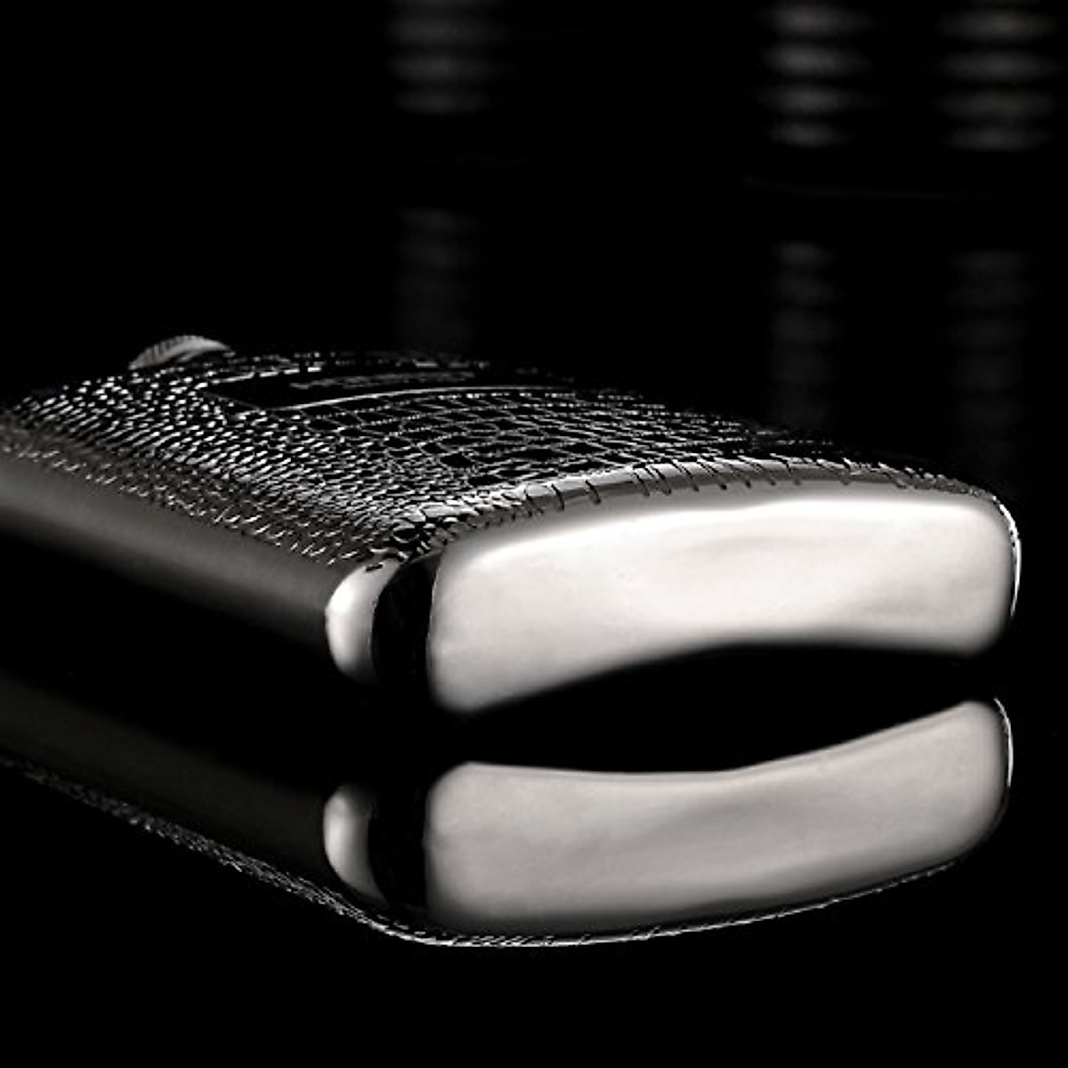 LANZON Hip Flask with Funnel, All 18/8 304 Food Grade Stainless Steel Curved Pocket Flask for Liquor | 6 OZ Capacity | Gift Boxed (Flower Pattern)