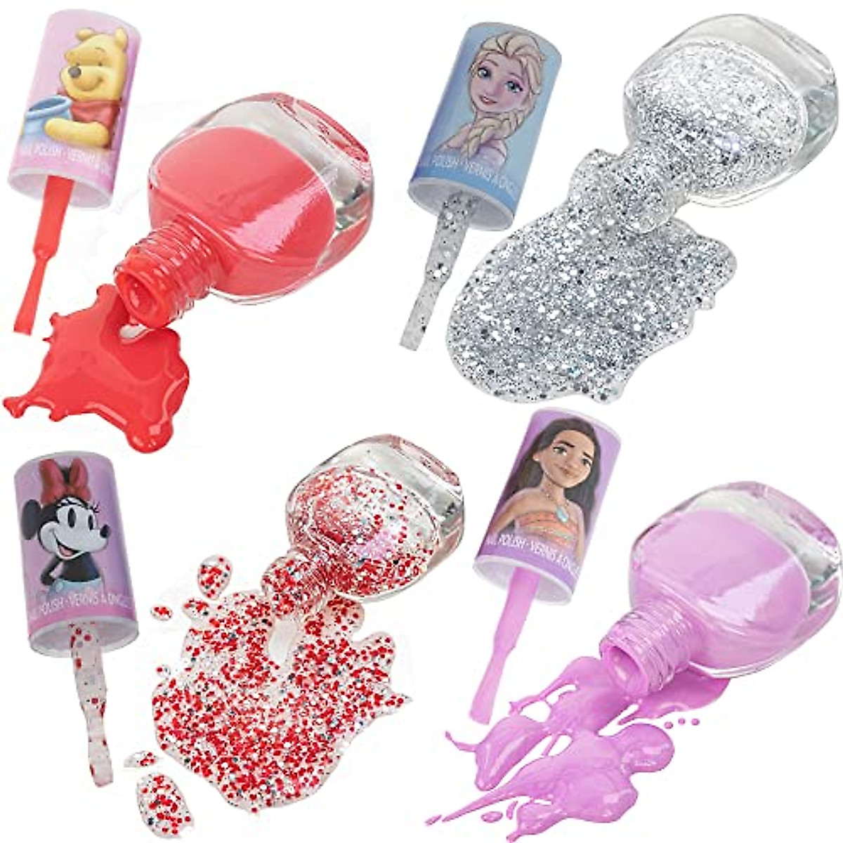 Disney 100 Sparkly Cosmetic Makeup Set for Girls with Lip Gloss Nail Polish Nail Stickers - 11 Pcs|Perfect for Parties Sleepovers Makeovers| Birthday Gift for Girls 3+