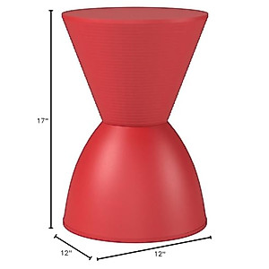 Modway Haste Contemporary Modern Hourglass Accent Stool in Red