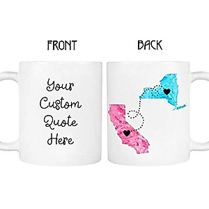Custom Quote Long Distance State Mug, Hearts over Cities, 11oz or 15oz