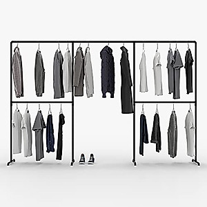 pamo freestanding clothes rail in industrial loft design - LAS III - wardrobe for walk-in closet wall I bedroom clothes rack made of black sturdy tubes
