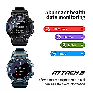 JZ&TS LOKMAT Attack 2 Smart Watch,Touch Screen Smartwatch,Fitness Trackers with Heart Rate Monitor,Waterproof IP68 Activity Trackers,Smart Watch for Men Women for iPhone Android (Black)