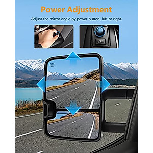 ITOPUP Towing Mirrors Fit for 2007-2013 for Chevy Silverado for GMC Sierra Tow Mirrors with Power Heated Turn Signal Light Width Light 1 Pair of Mirrors Left Side and Right Side Black