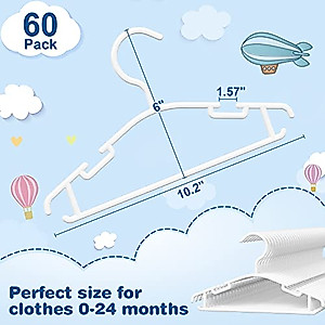 GoodtoU Baby Hangers for Closet 60Pack White Baby Clothes Hangers Bulk Kids Plastic Hangers Toddler Hangers Plastic Infant Hangers for Closet
