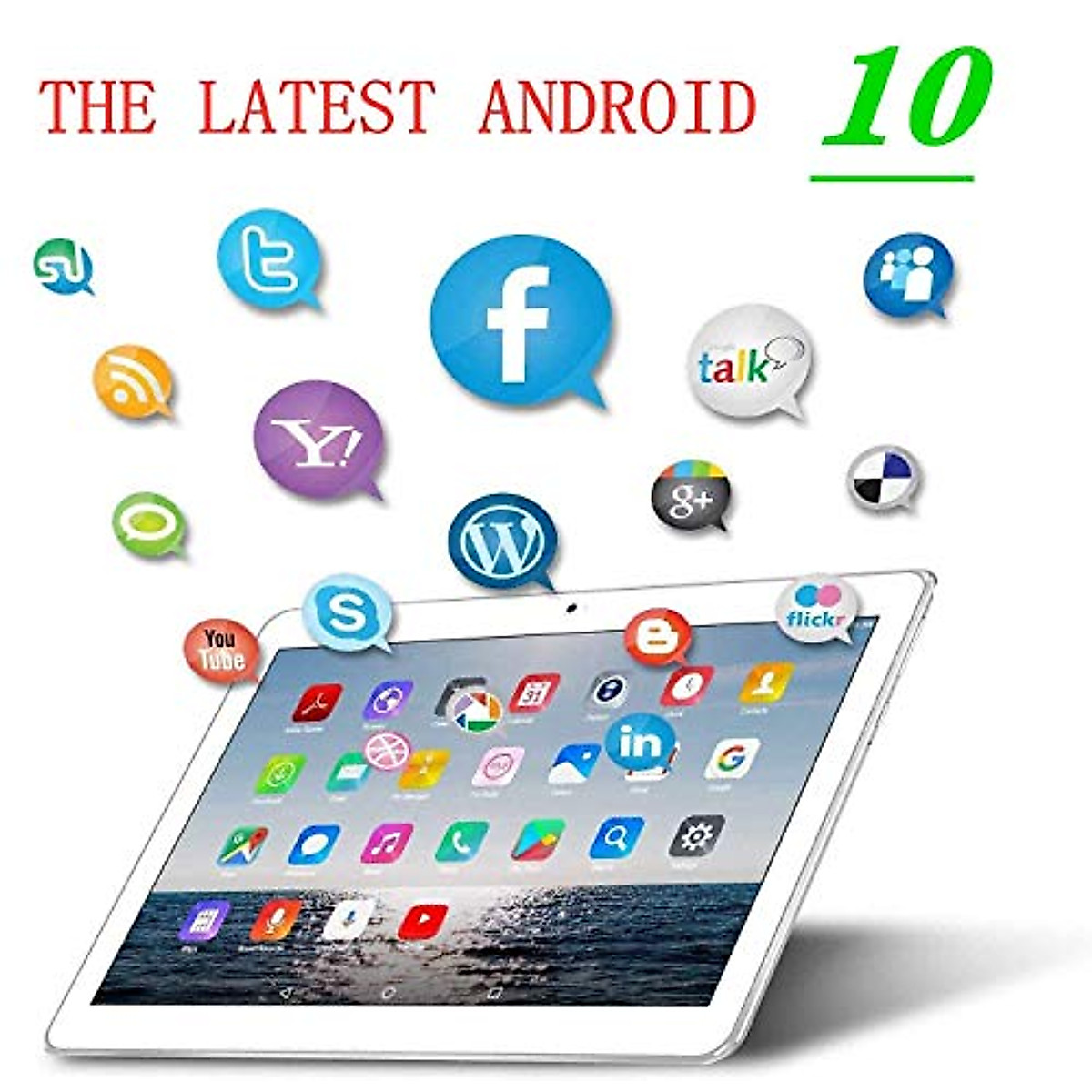 Deca core 10.1" Inch TYD Tablet Google Android 10, 4G LTE Dual SIM, 4GB RAM 64GB Storage, 1920 1200 Full HD IPS Touchscreen,Dual Camera, WiFi/WLAN/Bluetooth/GPS TYD-109 (64GB, Silver)