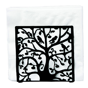 MyGift Black Metal Napkin Holder Cutout Tree and Bird Design for Table Top, Counter Top, Kitchen, Buffet, Restaurant, Dinner Party, Holiday Gifts