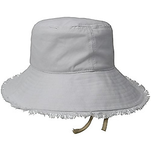 Physician Endorsed Women's Castaway Canvas Bucket Sun Hat with Fringe, Rated UPF 50+ for Max Sun Protection, White, One Size