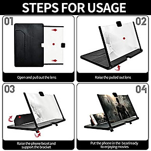 14 inch Black Phone Magnifying Screen Best Thin Foldable Mobile Phone Stand with 3D Screen Magnifier 2022 Newest Version Projector for Movie Cell Phone Screen Amplifier Compatible All Smartphones