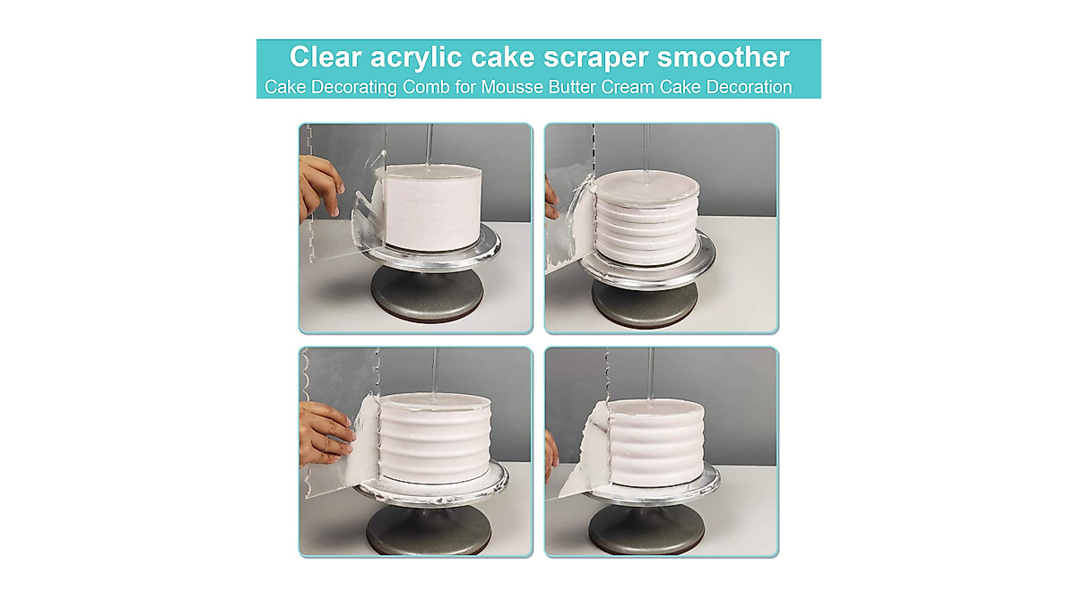 7-Piece Large Clear Acrylic Cake Scraper Set, Cake Icing Smoother ...