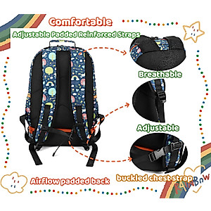 Leaper Water-resistant Cute Rainbow Laptop Backpack Double Deck Lunch Bag Satchel Dark Blue