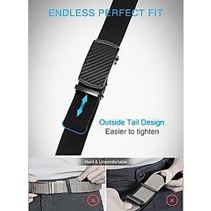 CHAOREN Black Ratchet Belts for Men - Casual Web Nylon Mens Belt 1 3/8" - Adjustable and Durable for Jeans