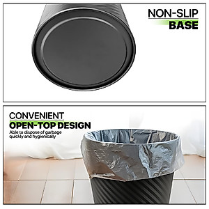Magshion Small Trash Can Wastebasket, Open-Top Garbage Bin Container Paper Waste Basket for Bathrooms, Laundry Room, Kitchens, Offices, Kids Rooms, Dorms (1.3 Gallon, 2 Pack, Black)