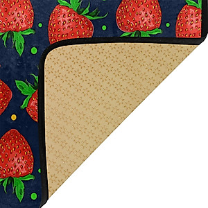 YiGee Fruit Strawberry Kitchen Rug Mat Runner, Washable Waterproof Anti Fatigue Non Slip Memory Foam Rubber Backing Comfort Standing for Floor Home Office Laundry 39x20 In, Multi, Large, (B02D19028)