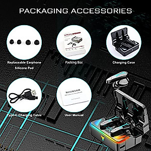 Wireless Earbuds Bluetooth Gaming Headphones with Microphone TWS True Wireless Stereo Earphones with Noise Cancelling Ipx7 Waterproof for Android/iPhone,40 Hours of Play time