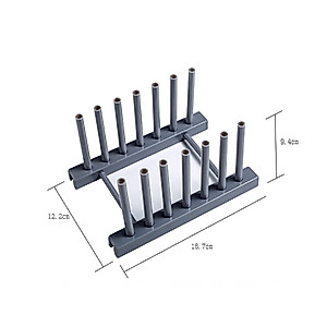 Halyuhn Gray Plate Racks Organizer for Cabinet, 4 Pack Plastic Plate Rack Stand Keep Dry for Dish, Bowl, Cutting Board, Bakeware, Serving Tray and More, Desk Mail Sorter Organizer 6 Slots Removable