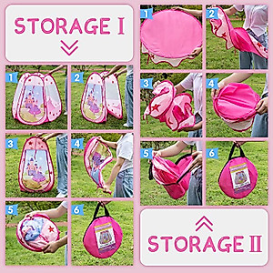 Pricess Tent, Kids Pop Up Tent with Star Light and Clip, Foldable Kids Princess Castle Playhouse Tent Indoor for Girls,Pink Indoor Outdoor 1 2 3 Year Old Girls Toy Gift for Birthday/Christmas