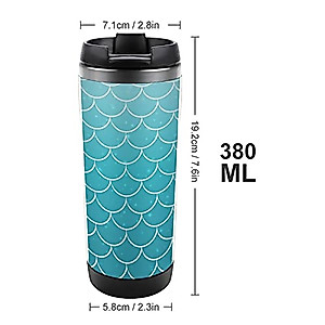 Blue Mermaid Scalsl Travel Coffee Mugs with Lid Insulated Cups Stainless Steel Double Wall Water Bottle