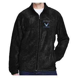 VetFriends.com US Air Force Vereran Fleece Jacket with Tradtional Hap Arnold Wings Embroidered (Large)