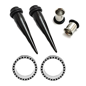 Zaya Body Jewelry 8 Pair 00g Assortment Mix of Ear Plugs Tapers Spirals Tunnels Acrylic Steel Organic Gauges Sizes 8g-5/8 (00g 10mm)