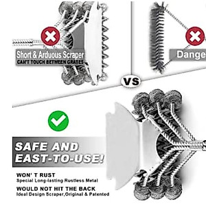 Grillin' Guru Grill Bristle Free Brush and Scrapper – Safe BBQ Brush for Grill – 18'' Stainless Grill Grate Cleaner