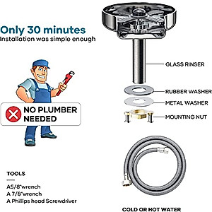 Faucet Metal Glass Rinser for Kitchen Sinks,360° Rotary Cup Washer,Kitchen Sink Accessories (Brush Nickel)