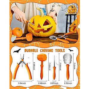 Pumpkin Carving Kit Tools 27 PCS Safe & Easy for Kids, Sturdy Halloween Pumpkin Carving Set with Stainless Steel Carve Stencils & Hammer for DIY Halloween Decoration Jack O Lanterns