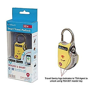 eGeeTouch Smart Travel Padlock with Patented Dual Access Technologies (NFC + BT), Vicinity Tracking, etc. (YELLOW)