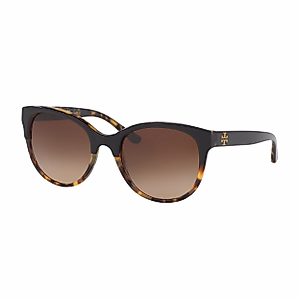 Tory Burch TY7095 Sunglasses 160113-54 - Black/Tortoise Frame, Dark Brown TY7095-160113-54