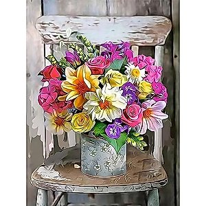 tigdtiu Flower Paint by Number for Adults, Flower Easy Paint by Numbers,DIY Acrylic Painting Paint by Numbers Kits for Kids,Home Wall Decor 12x16inch