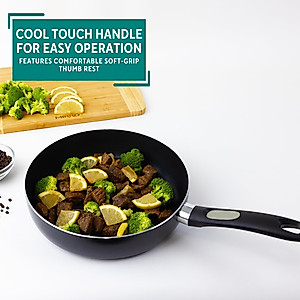 Mirro Get A Grip Nonstick Fry Pan with Glass Lid Cookware, 10-Inch, Black