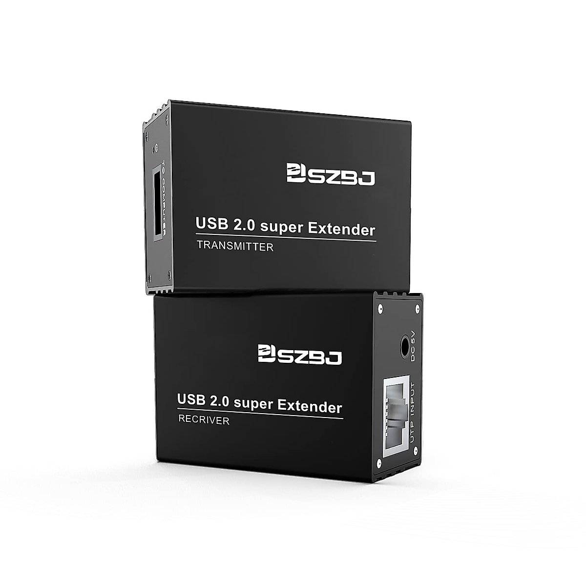 SZBJ USB Extender Over RJ45 Cat5E/6 up to 230ft Ethernet Cable Extender with Power Adapter with 2 USB2.0 Output - Full USB 2.0 Support for Keyboard, Dongle，Mouse, Webcam, and All Operating System 102