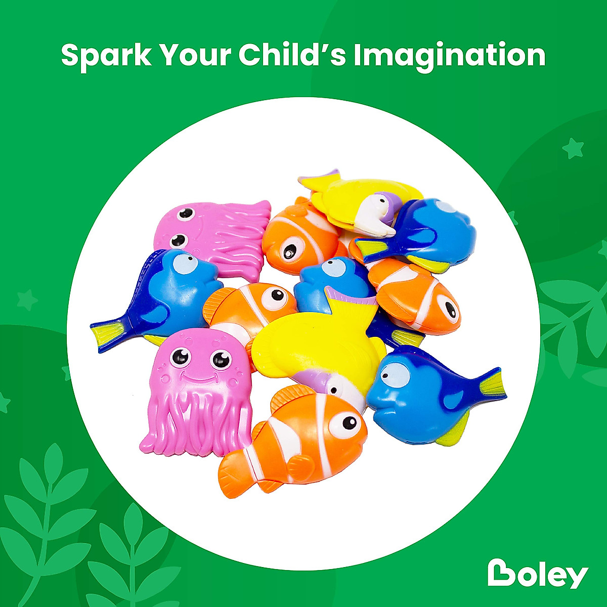 Boley Dive & Grab Fishing Game Set - 14 Pc Sinking Swimming Pool Toys for Kids - Water Games & Bath Toys for Toddlers