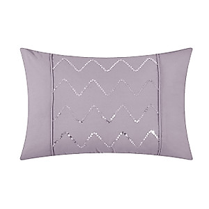 Chic Home Daya 4 Piece Duvet Cover Set Ruffled Pinch Pleat Design Embellished Zipper Closure Bedding, King, Lavender,