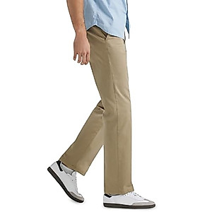 Lee Men's Extreme Motion Flat Front Regular Straight Pant Original Khaki 34W x 30L