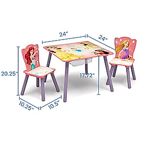 Delta Children Kids Table and Chair Set with Storage (2 Chairs Included) - Ideal for Arts & Crafts, Snack Time, Homeschooling, Homework & More, Disney Princess