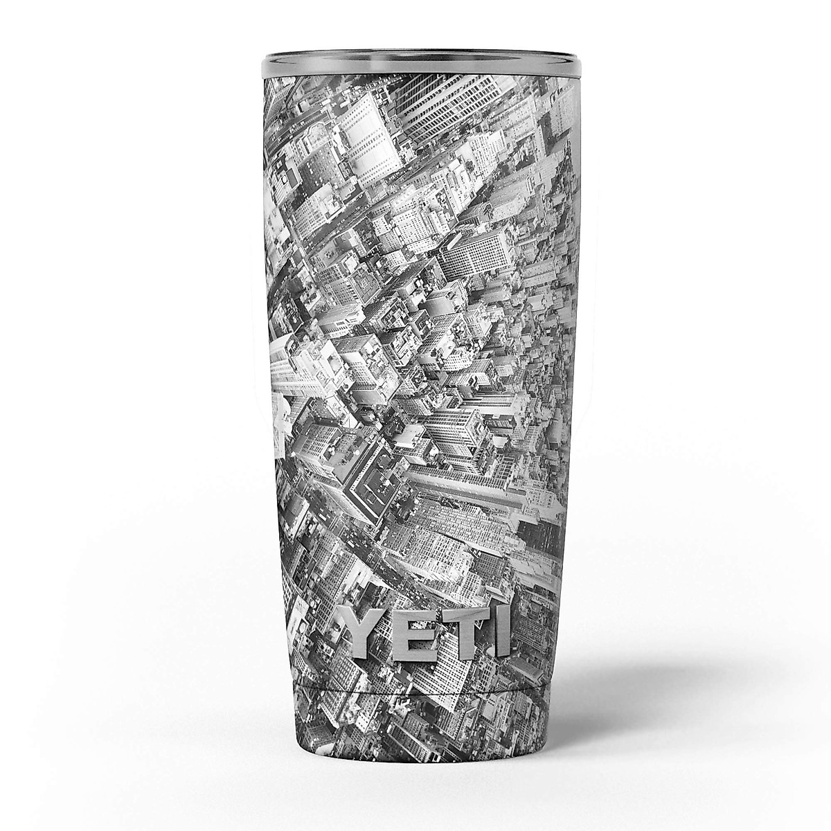 Design Skinz Aerial Cityscape Black and White - Skin Decal Vinyl Wrap Kit Compatible with The Yeti Rambler Cooler Tumbler Cups