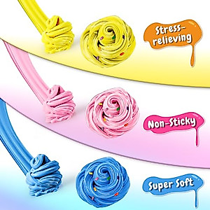 50 Pack Butter Slime Kit for Kids, Stress Relief Toys for Boys & Girls, Scented DIY Slime Toy for Party Favor, Soft and Non-Sticky, Birthday Easter Gifts Prize for Girl Boys Kids 6 7 8 9 10 11 12