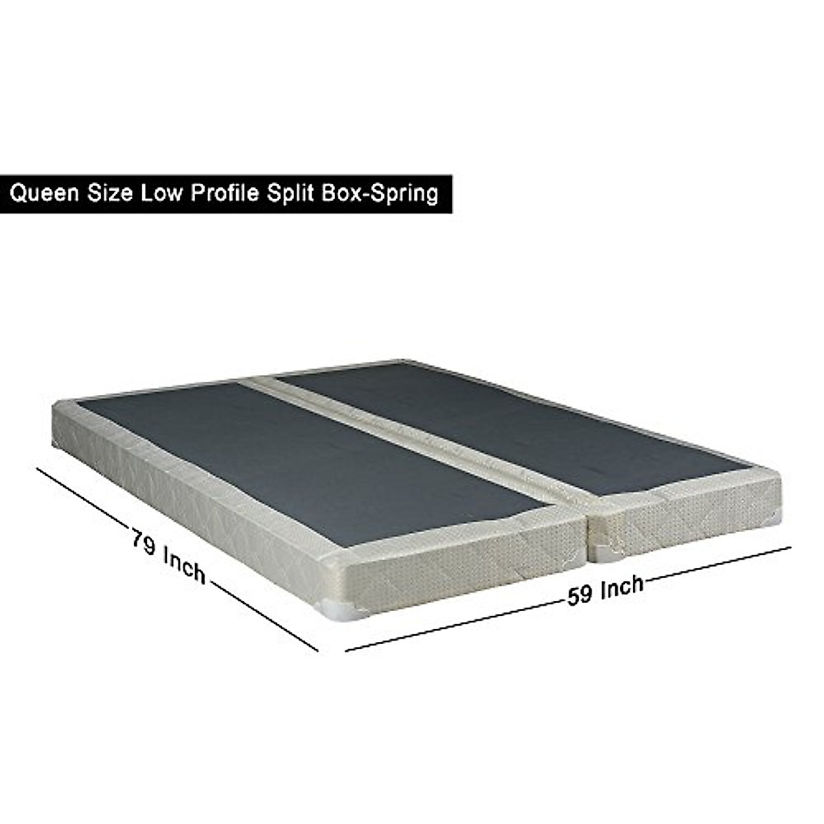 Mattress Solution Fully Assembled Low Profile Split Wood Traditional Boxspring/Foundation, Queen, White