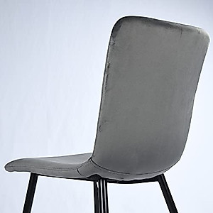 wOod-it Dining Chairs Set of 4, Pre Assembled Velvet Chair Set Upholstered with Metal Legs Modern for Dining Room, Kitchen, 16.9" W x 18.1" D x 34.8" H (Grey)