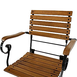 Sunnydaze Deluxe European Chestnut Wooden Folding Small Bistro Bar Chair with Arms - Portable - for Indoor or Outdoor Use - Patio, Deck, Balcony, Camping and Spare Seating - Set of 2