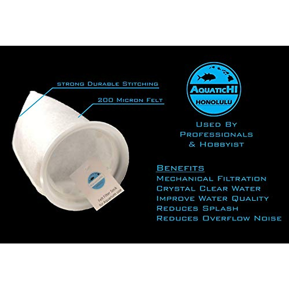 AquaticHI 8 Pack Felt Filter Socks, 200 Micron, 4 Inch Ring by 14 Inch Long, for Freshwater/Saltwater Aquariums, Ponds, Use in Sumps/Overflows