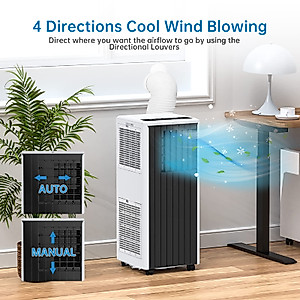 Adoolla 8000 BTU Portable Air Conditioner, Air Conditioners 3-in-1 Compact Fast Cooling Indoor AC Unit, Window Mount Exhaust Kit, Fan Dry Modes, 115V