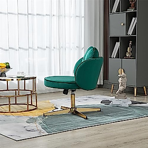 Swivel Shell Office Chair, Home Office Desk Chair, Modern Adjustable Computer Executive Chair with Wheels and Lumbar Support, Swivel Task Chair for Small Space, Living Room, Make-up, Studying, Green